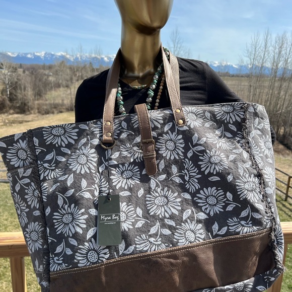 Myra Bag | Bags | Floral Xl Myra Bag Canvas Leather Weekender Travel ...